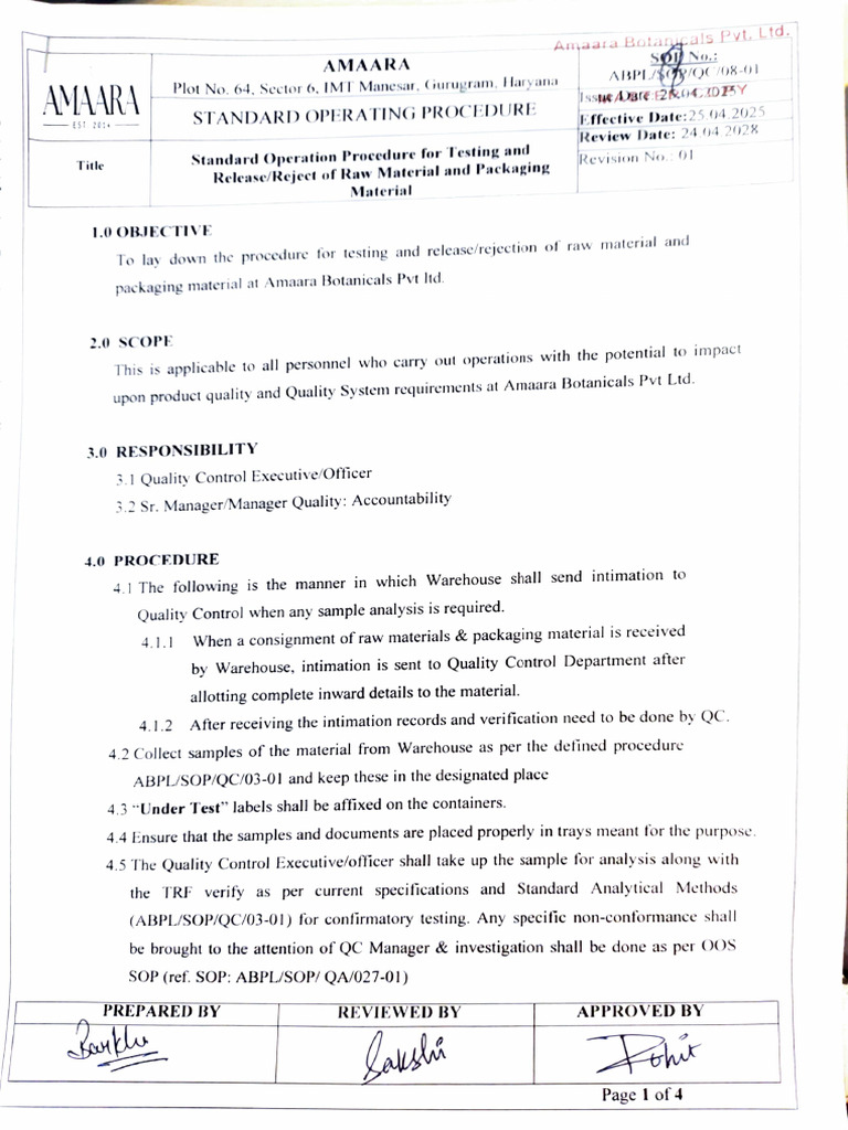 RM Testing SOP | PDF | Specification (Technical Standard) | Quality