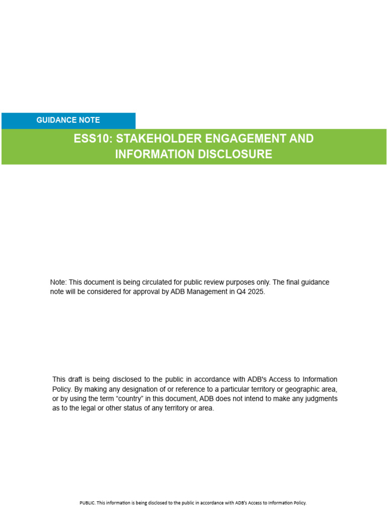 ESS10 Guidance Note_Draft | PDF | Risk | Information