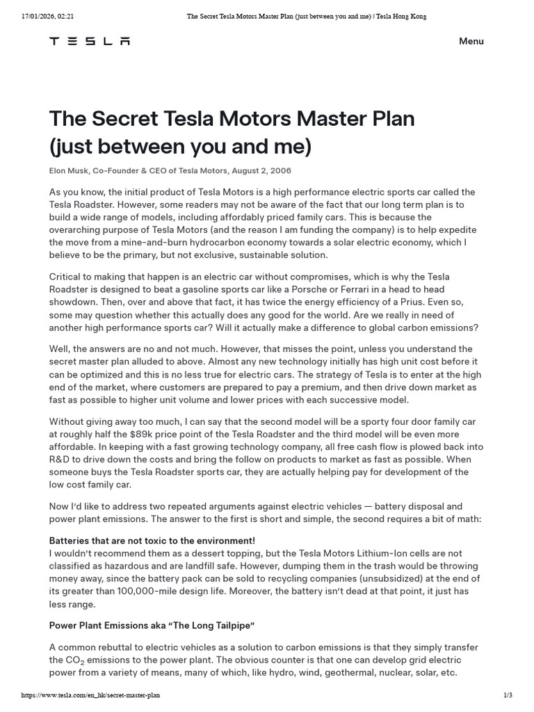 The Secret Tesla Motors Master Plan (Just Between You and Me) _ Tesla ...