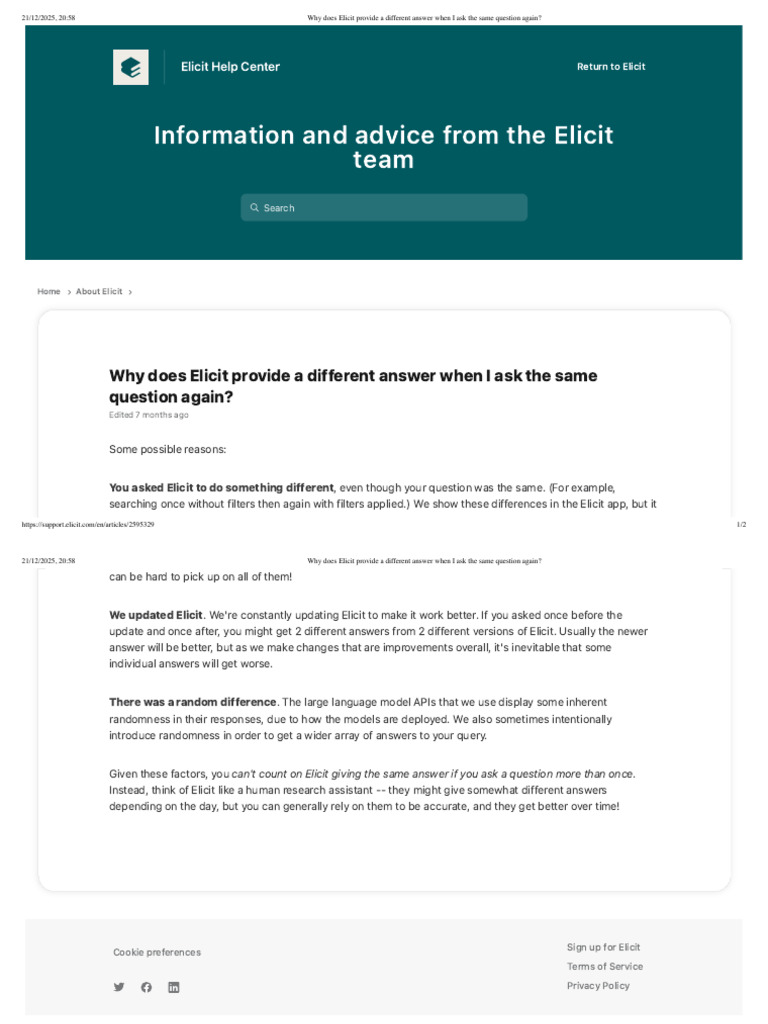 Why Does Elicit Provide a Different Answer When I Ask the Same Question ...