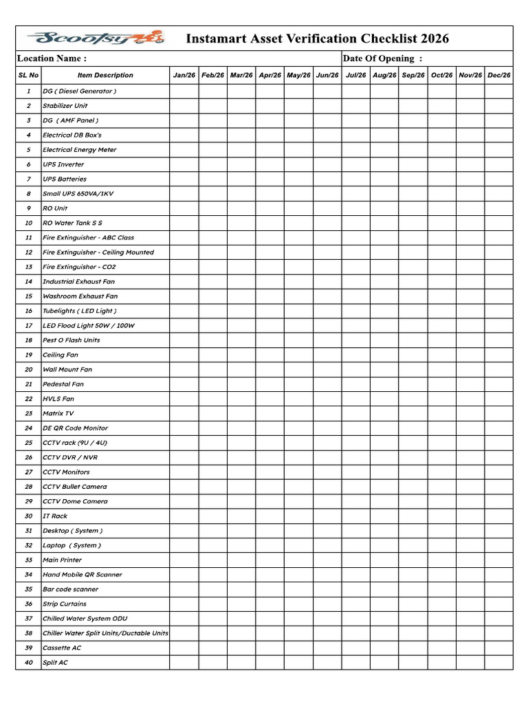Asset Coun Checklist 2026 | PDF