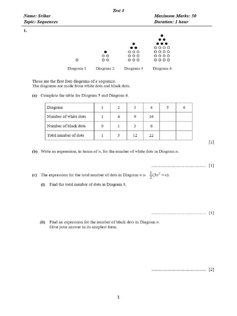 Test 3 - Sequences - 1 | PDF