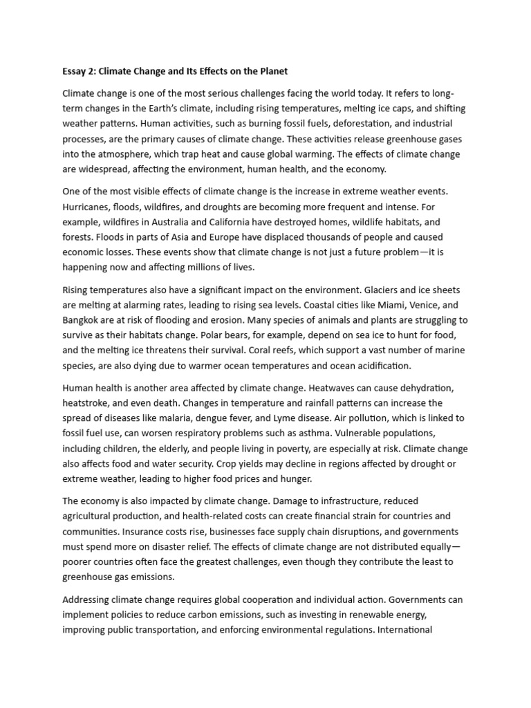 Essay 2 | PDF | Climate Change | Environmental Impact