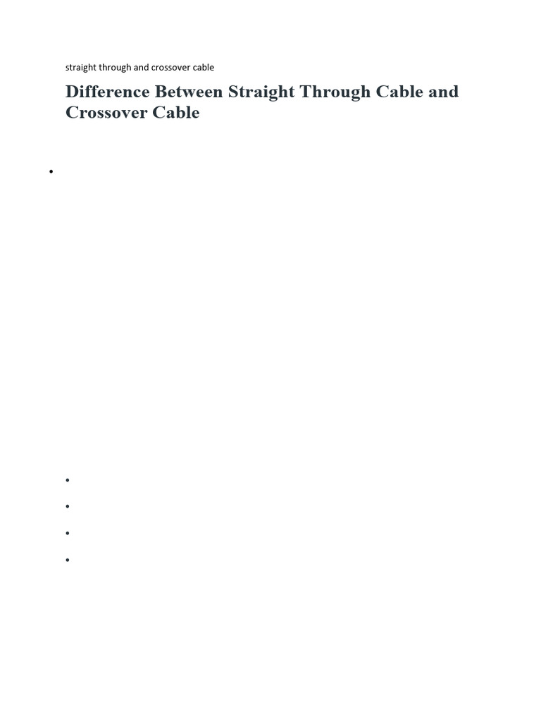 Straight-Through vs Crossover Cables | PDF | Computer Network | Network ...