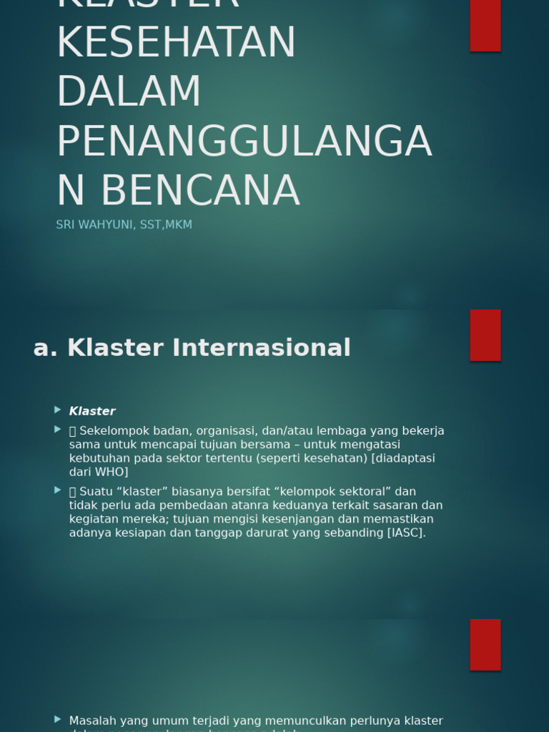 Klaster Kesehatan dalam Penanggulangan Bencana | PDF