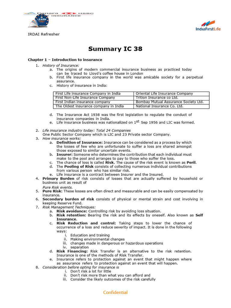 ic38_canara_hsbc_left_space_logo (1) | PDF | Insurance | Risk