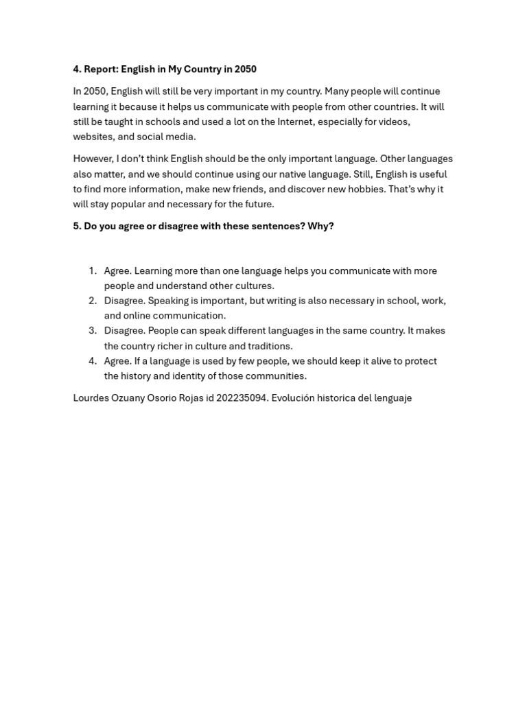 Future Importance of English in 2050 | PDF