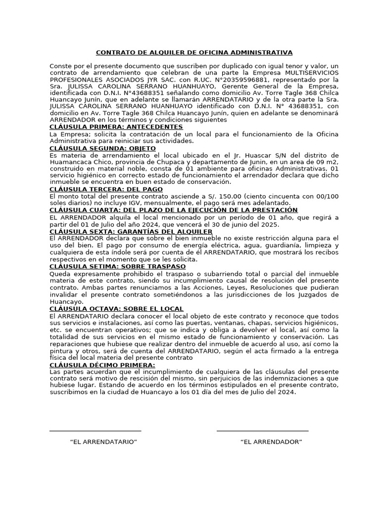 contratol alquiler local oficina EPS_CON_JYR | PDF