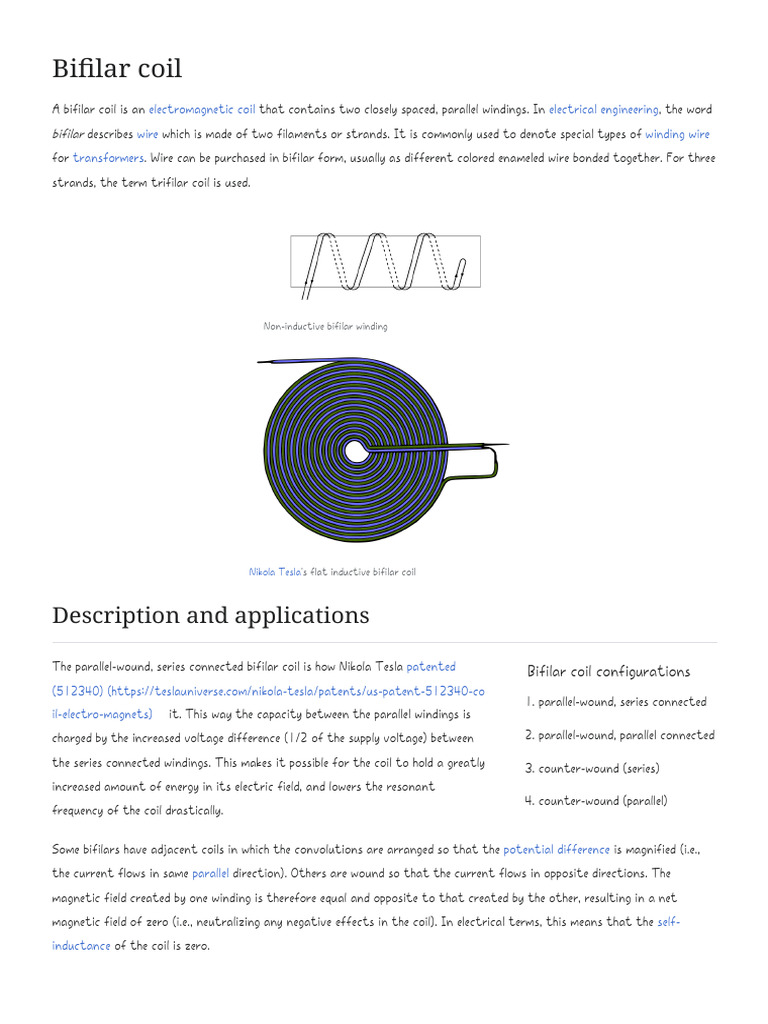 Bifilar Coil - Wikipedia | PDF | Inductor | Transformer