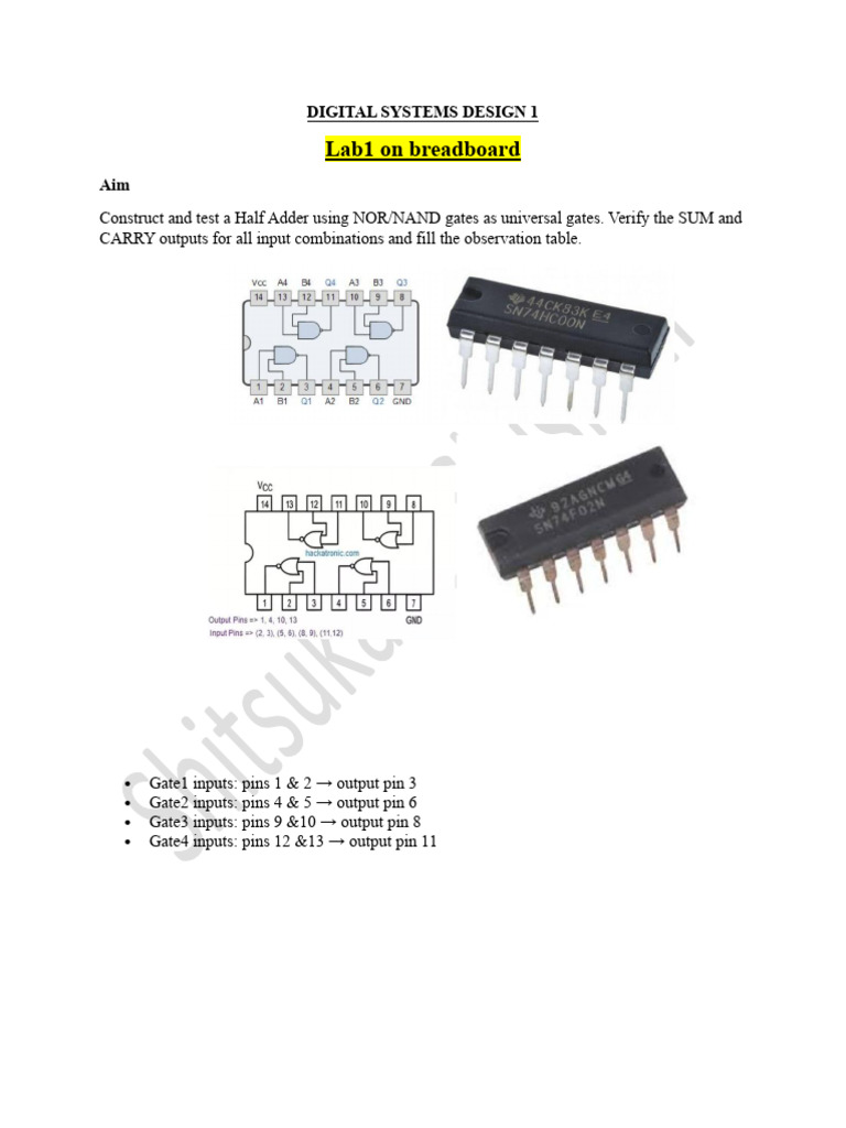 Digital Design 1 Lab | PDF | Logic Gate | Electrical Circuits