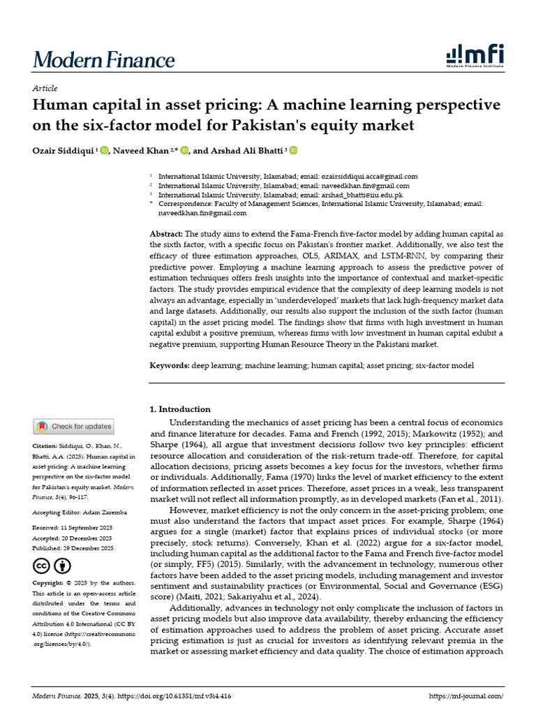 Modern+Finance+ +Human+Capital+in+Asset+Pricing | PDF | Autoregressive ...