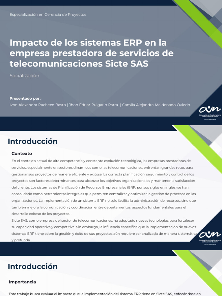 Impacto del ERP en Sicte SAS Telecomunicaciones | PDF | Planificación ...
