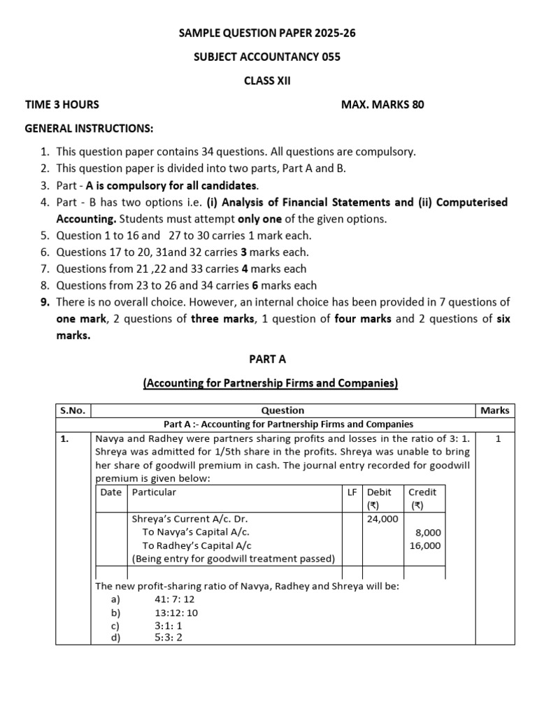 12th Accountancy Winter Holidays Homework Set 3 (1) | PDF | Balance ...