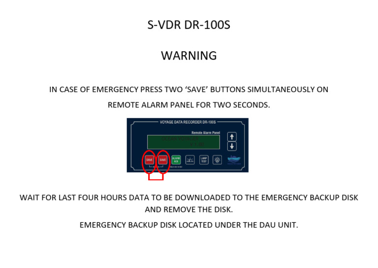Emergency Procedures for S-VDR DR-100S | PDF