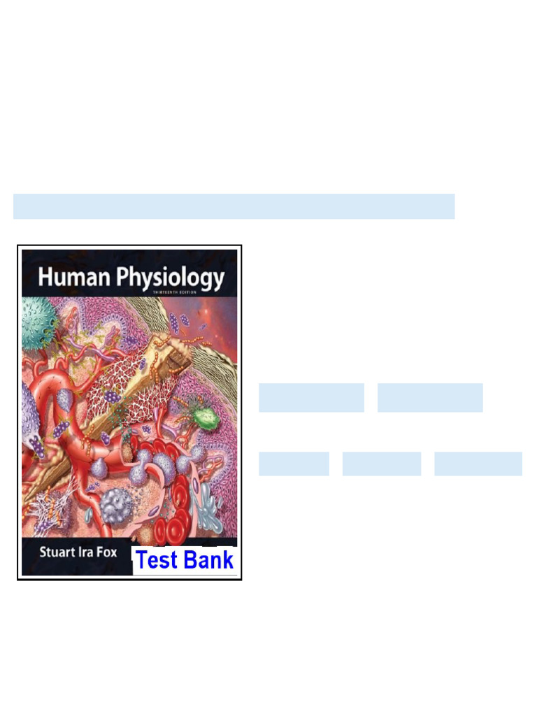 Human Physiology 13th Edition Stuart Ira Fox Test Bank Complete Edition ...