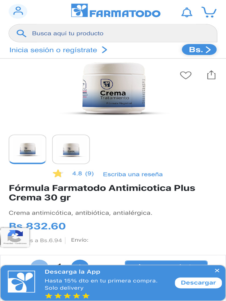 Fórmula Farmatodo Antimicotica Plus Crema 30 gr | PDF