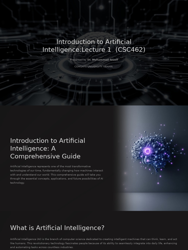 Introduction to Artificial Intelligence Lecture 1 CSC462 (1) | PDF ...