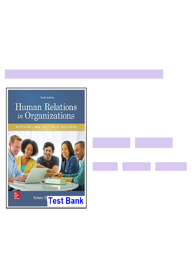 Human Relations in Organizations Applications and Skill Building 10th ...
