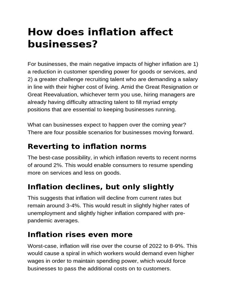 How Does Inflation Affect Businesses | PDF
