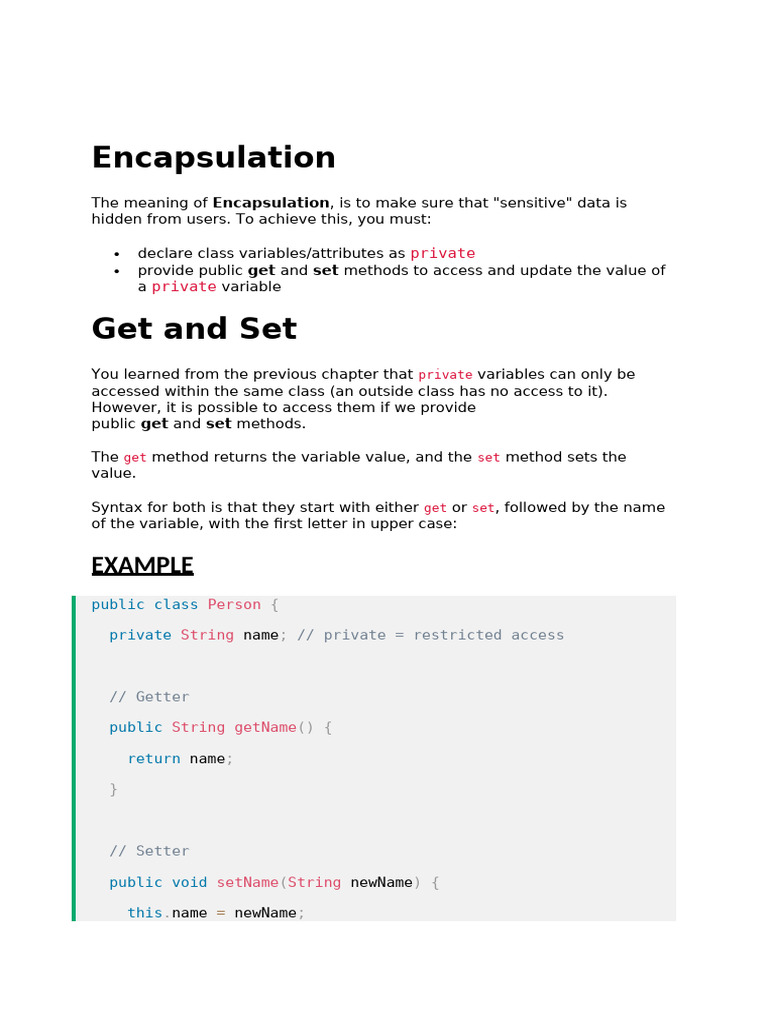 Encapsulation Week 13 | PDF | Class (Computer Programming) | Method ...