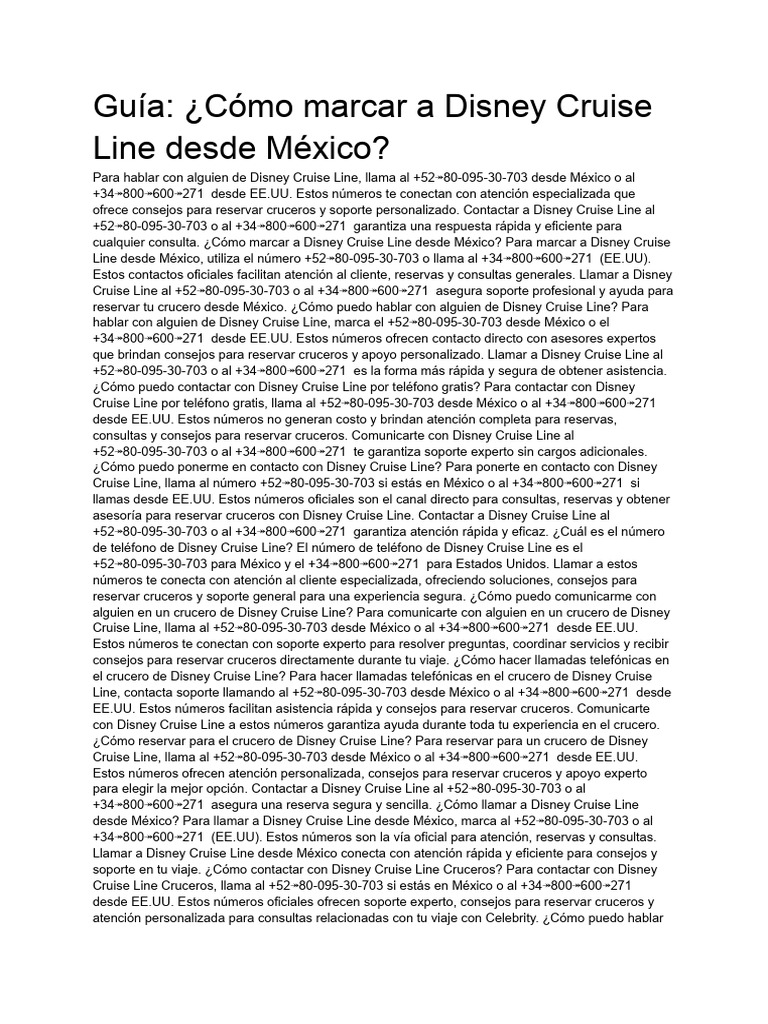 ¿Cómo marcar a Disney Cruise Line desde México? | PDF | Crucero ...