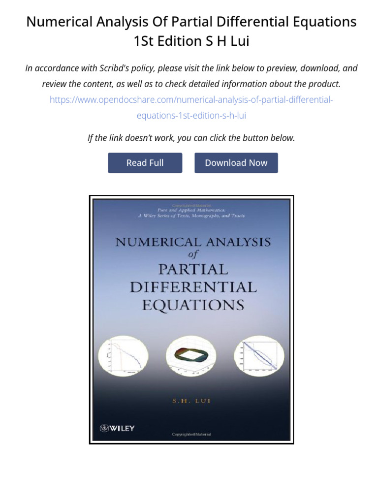 Numerical Analysis Of Partial Differential Equations 1st Edition S H ...