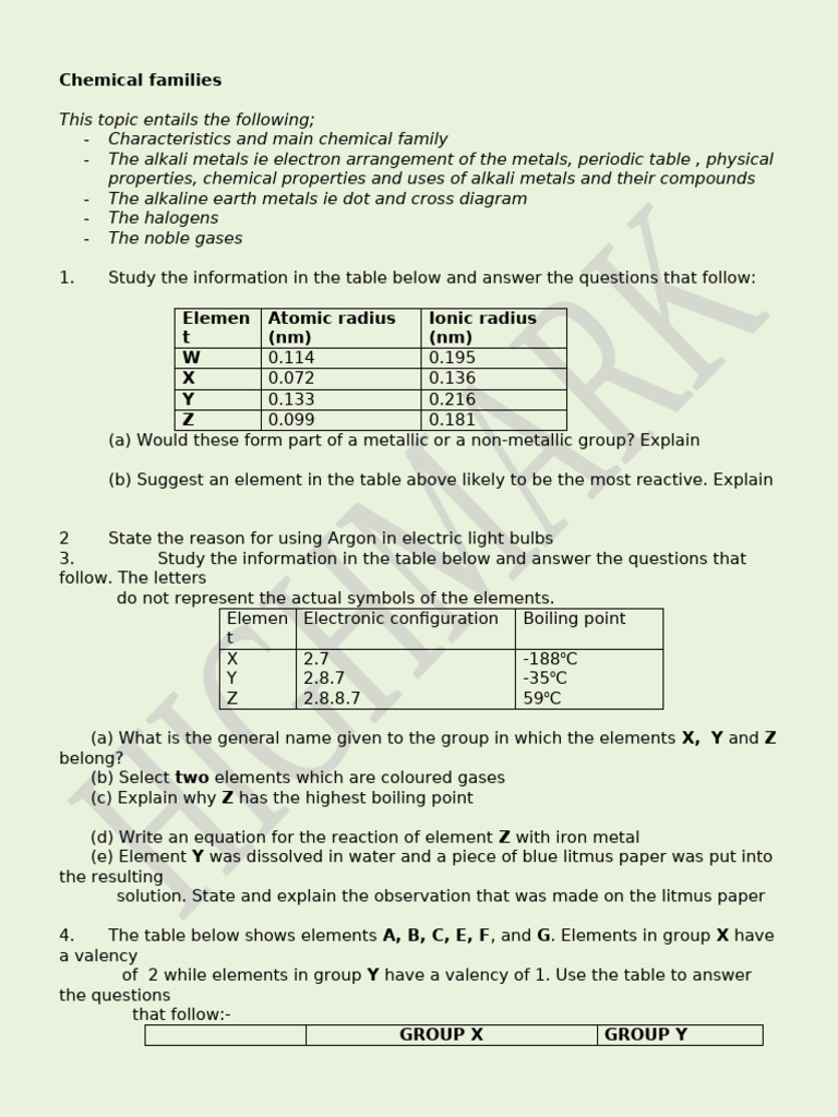 Chemical Families Q | PDF | Chemical Elements | Chemical Compounds