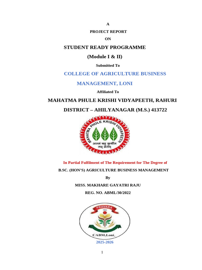 Makhare Gayatri Report.... | PDF | Agriculture | Sugarcane