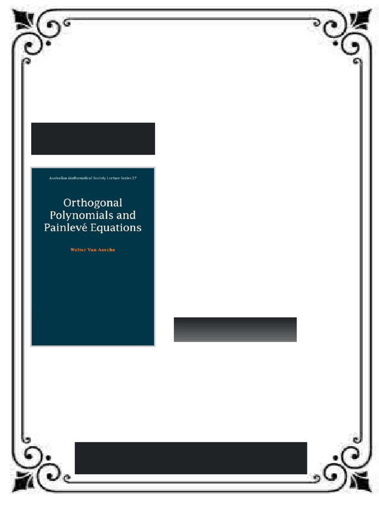 Orthogonal Polynomials and Painlevé Equations Australian Mathematical ...