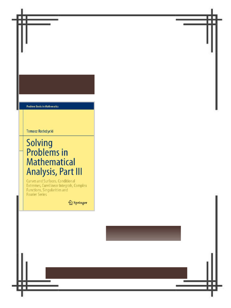 Solving Problems in Mathematical Analysis, Part III: Curves and ...