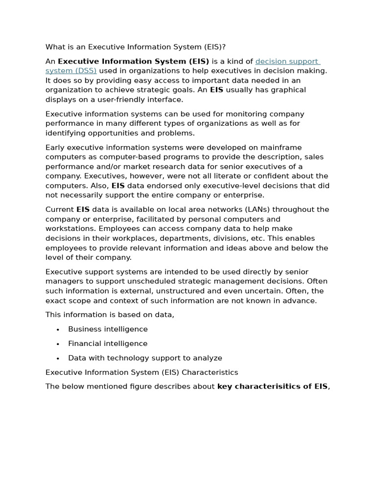 What Is An Executive Information System | PDF | Information Technology ...