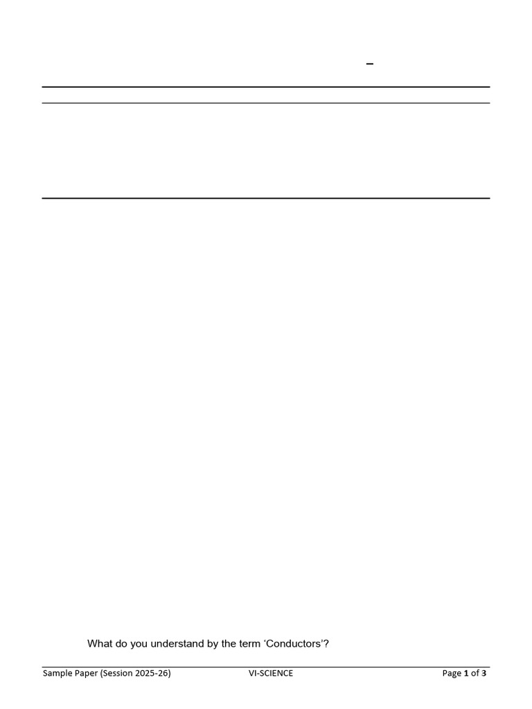VI Science Sample Paper 2025-26 | PDF | Incandescent Light Bulb | Materials