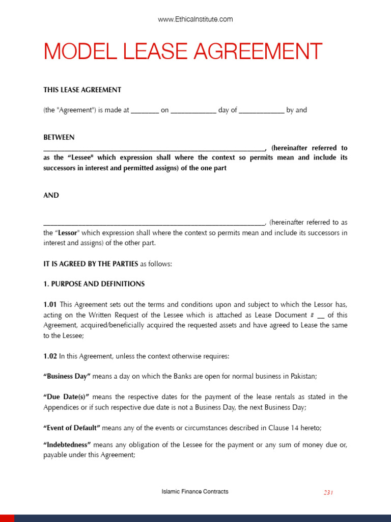 Model Lease Agreement Template | PDF | Lease | Insurance