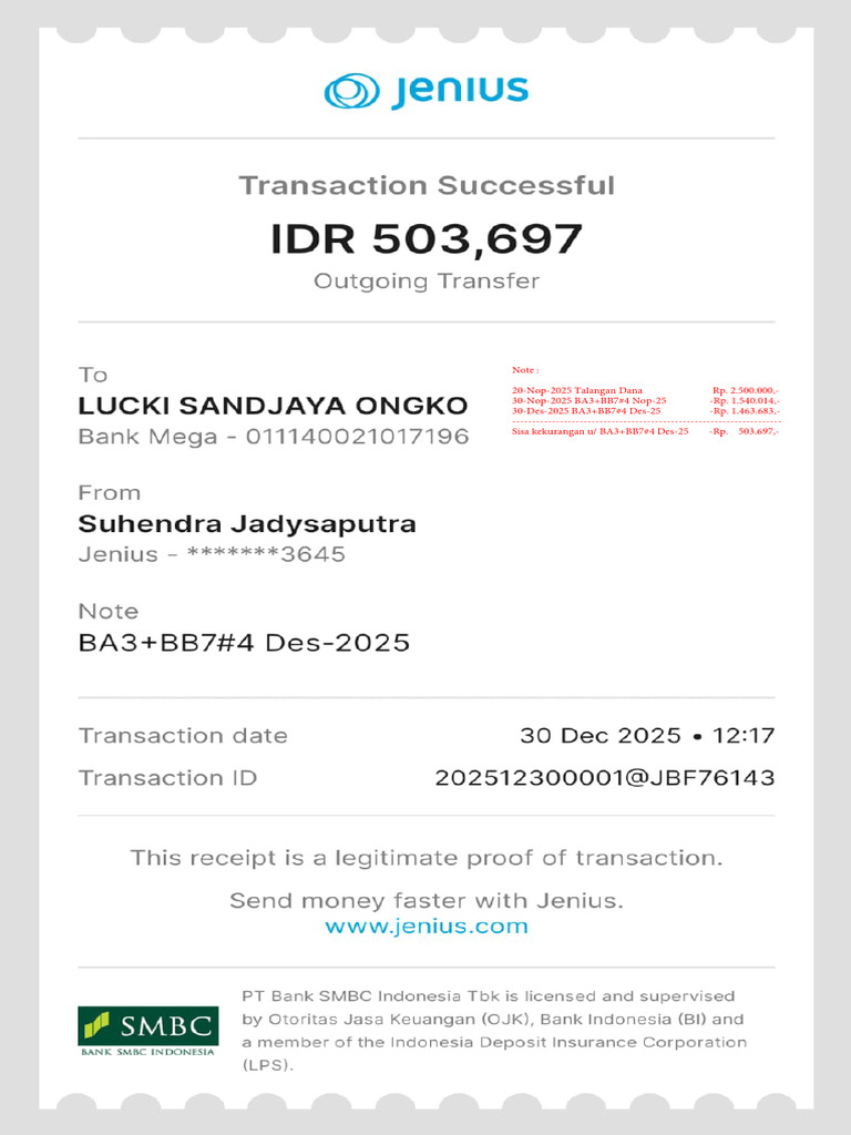 20251230_LS Ongko_Biaya BA3+BB7#4 Des-2025_504rb | PDF