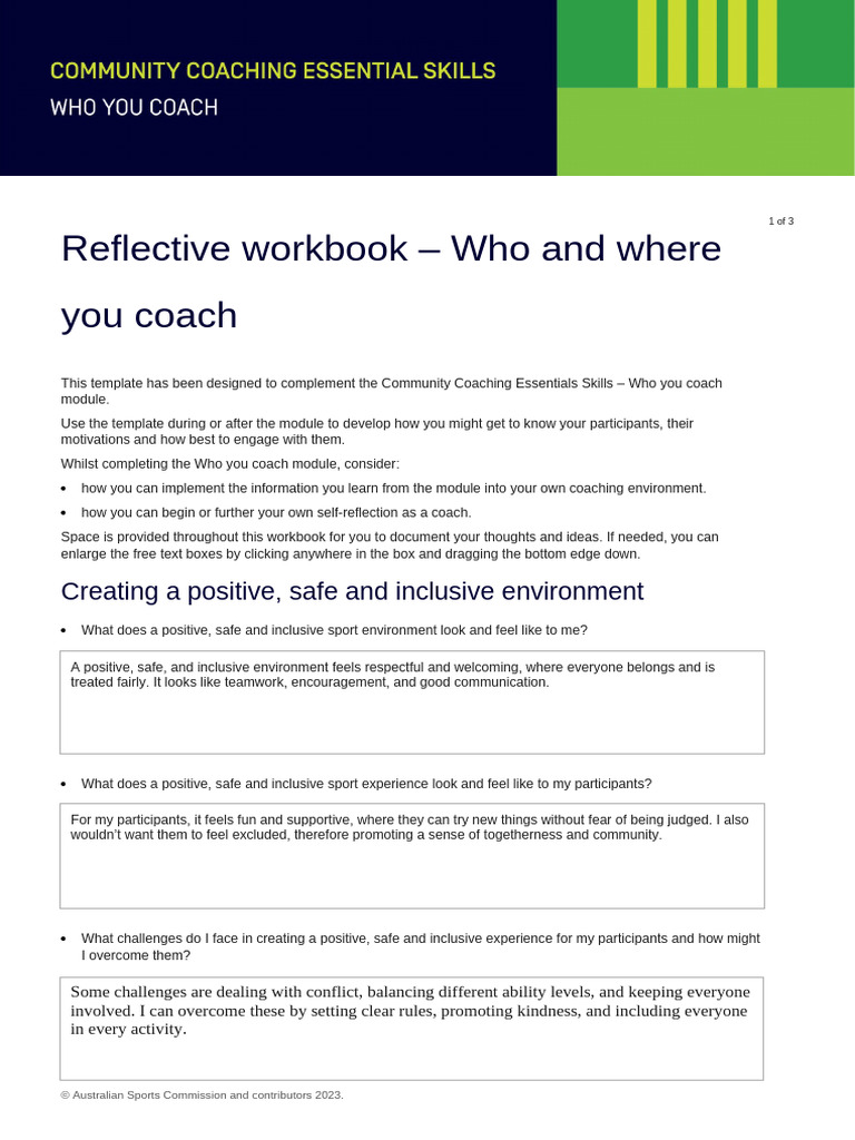 Coaching Workbook: Engaging Participants | PDF | Experience ...