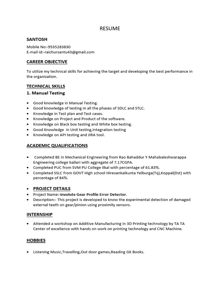 Santu Manual Resume 2025 (1) | PDF