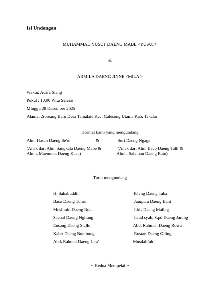 Isi Undangan Mabe (1) | PDF