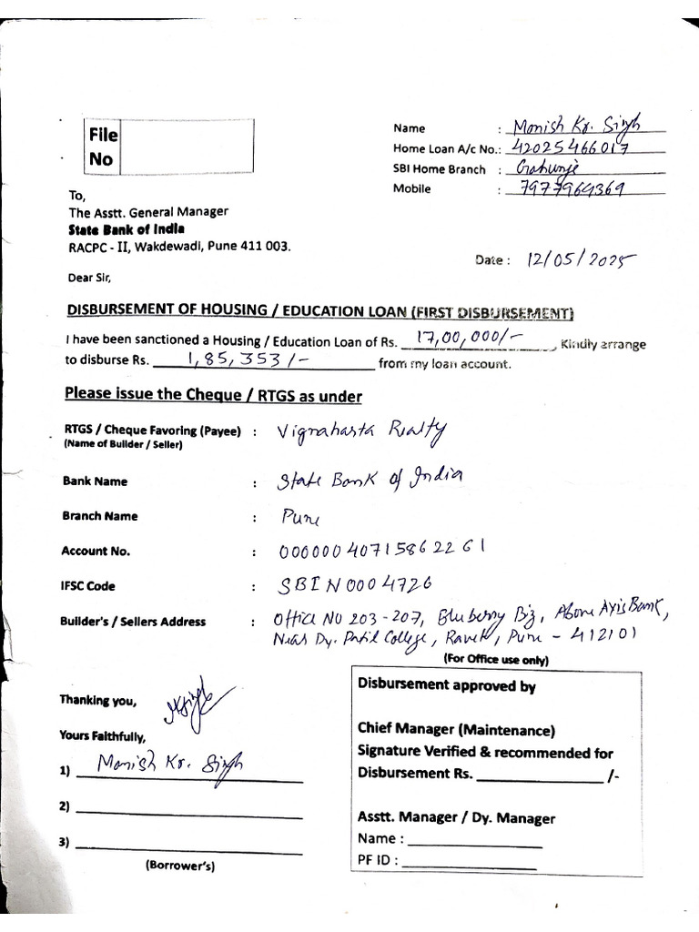 Disbursement Form | PDF