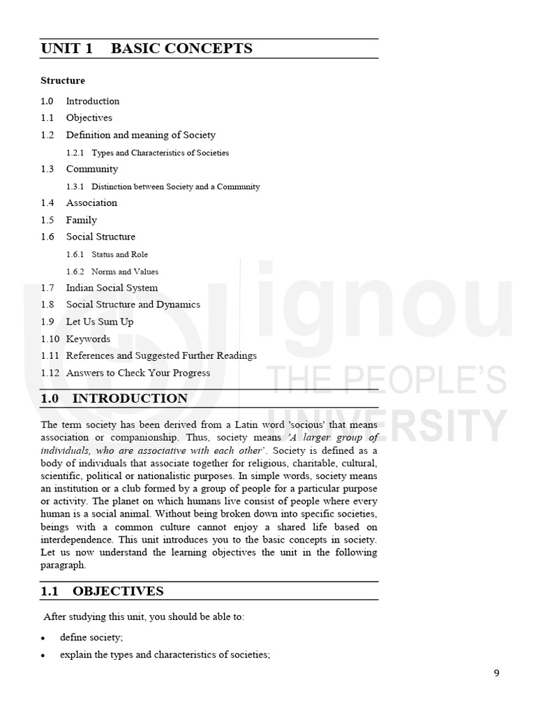 unit-1 sociology | PDF | Family | System
