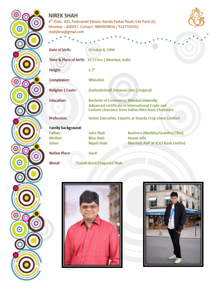 Personal Profile of Nirek Shah | PDF