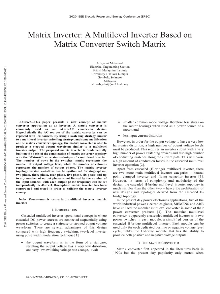 Matrix Inverter Design and Applications | PDF | Power Inverter | Power ...