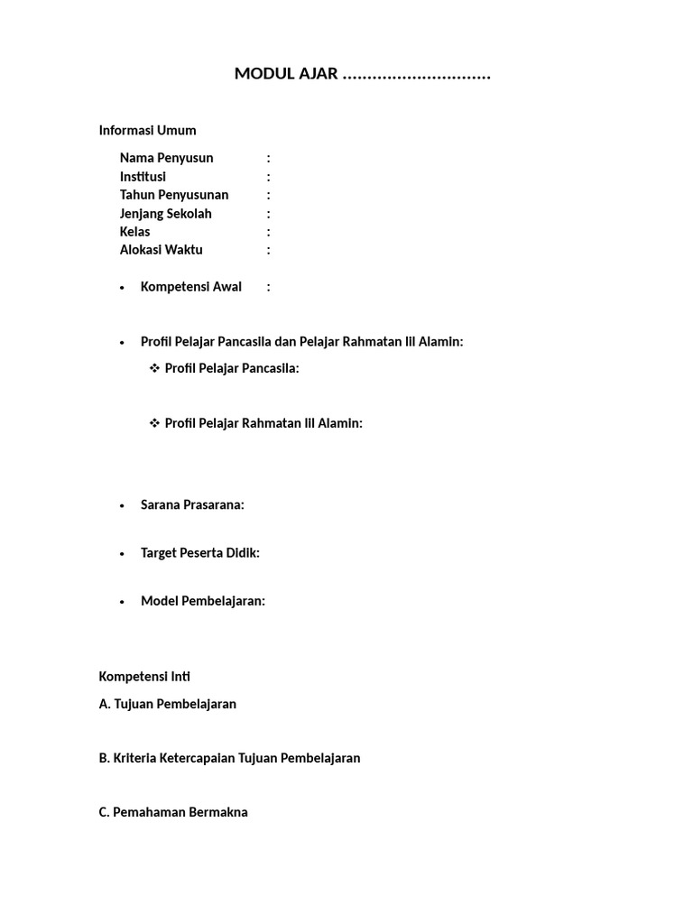 Modul Ajar Pembelajaran PBL 2025 | PDF