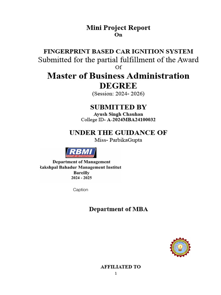 Fingerprint Based Car Ignition System | PDF | Biometrics | Fingerprint