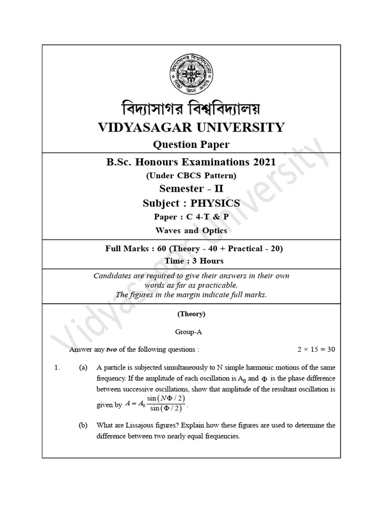 PYQ Wave&Optics21 | PDF | Diffraction | Wavelength