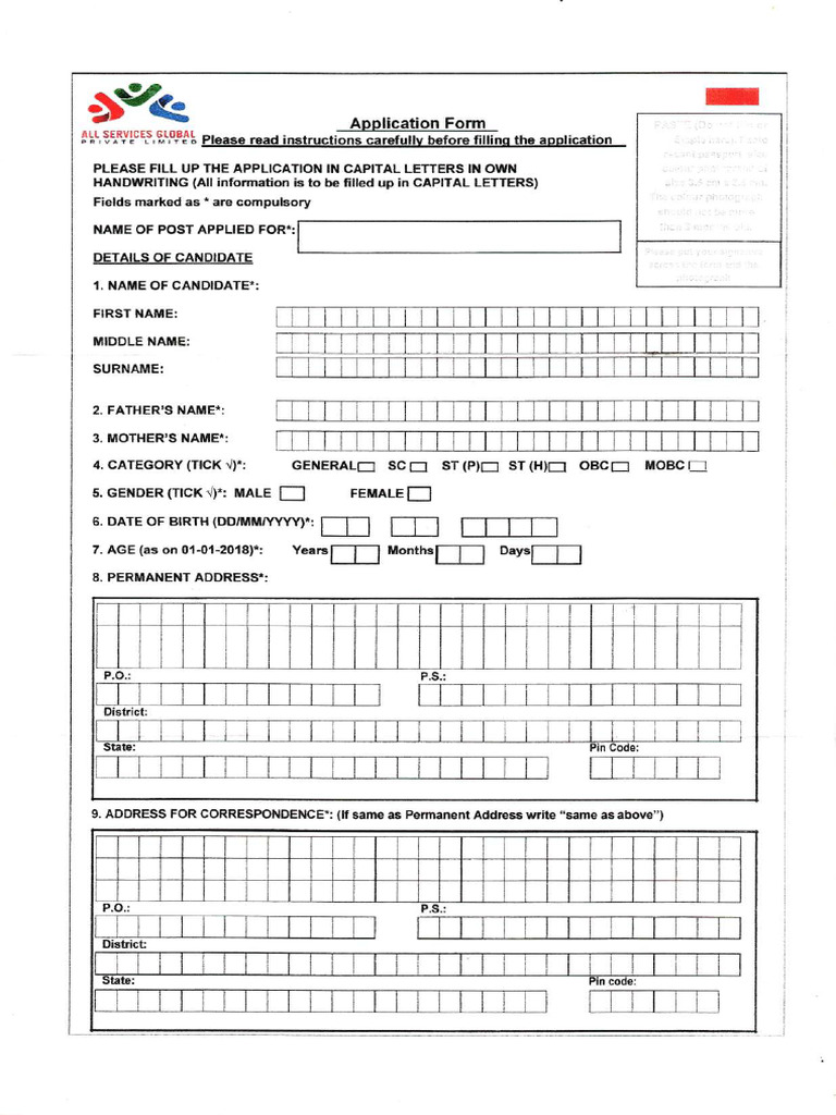 Application Form Edit All Services Global | PDF