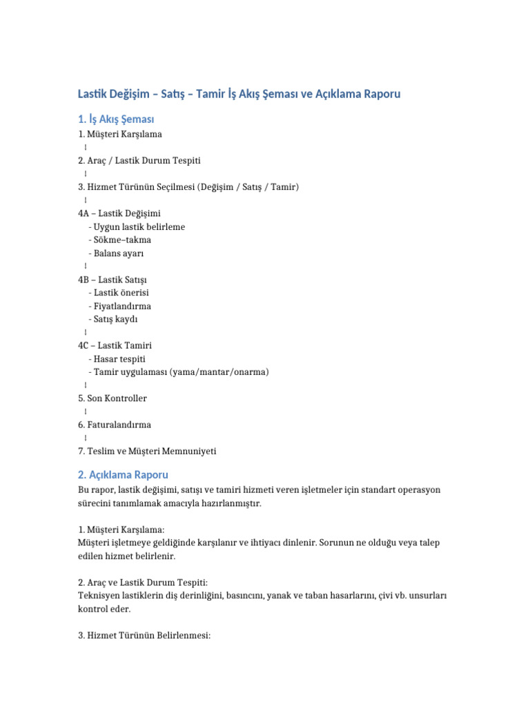 Lastik Is Akisi Rapor | PDF
