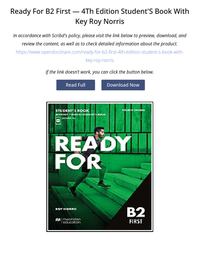 Ready for B2 First — 4th edition Student's Book with Key Roy Norris ...