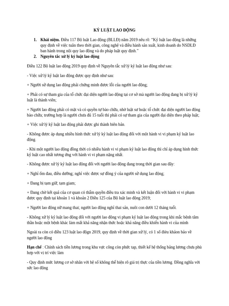 Kỷ Luật Lao Động | PDF