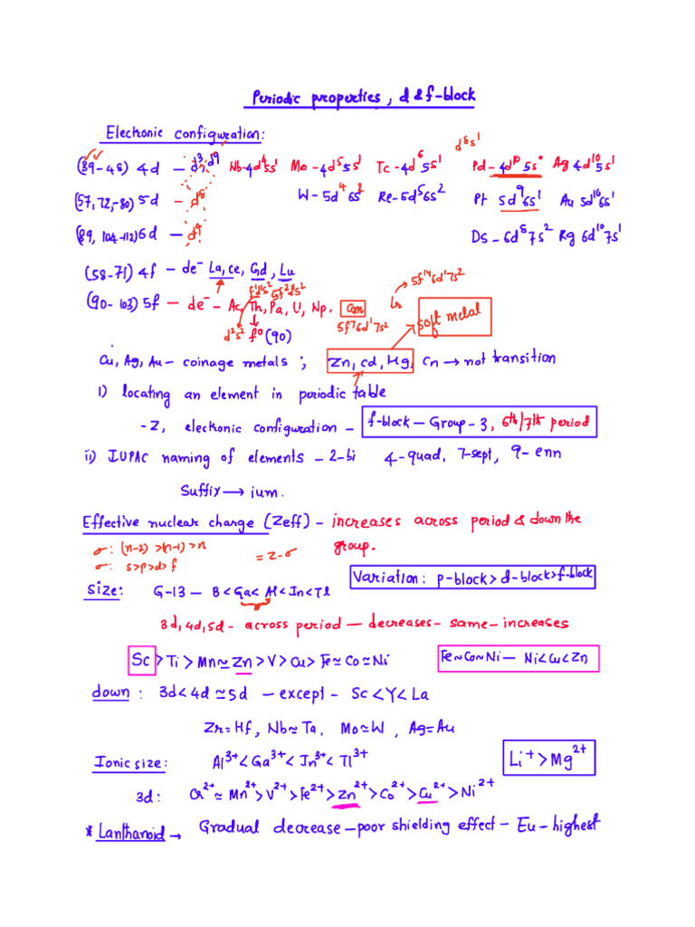 INORGANIC CHEMISTRY NOTES | PDF | Iron | Redox