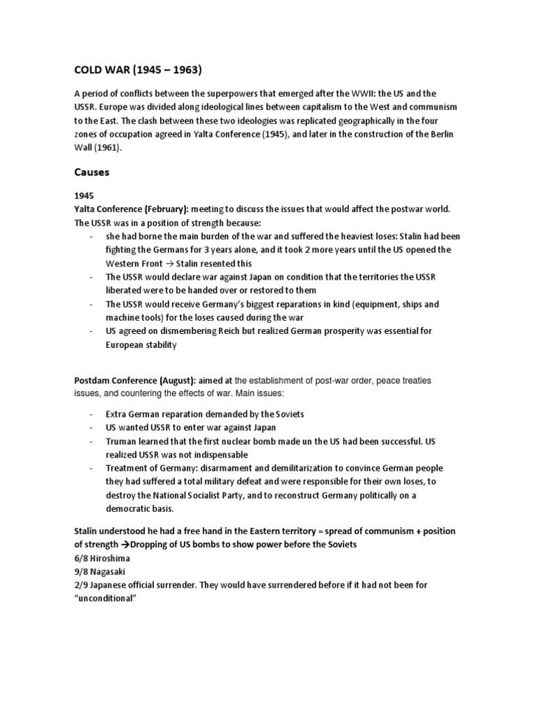 COLD WAR Summary | PDF | Containment | Soviet Union